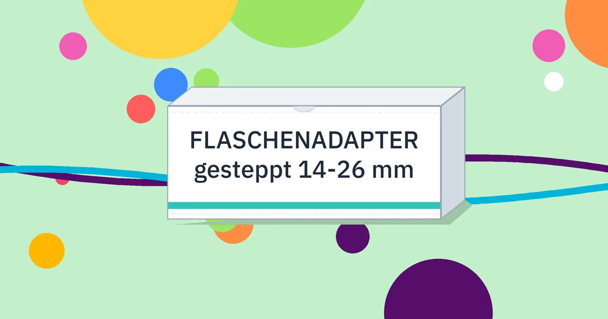 Symbolbild: Packung mit der Aufschrift FLASCHENADAPTER gesteppt 14-26 mm (PZN 13230345) – Verfügbarkeit und Bezug in Apotheken in Frankfurt am Main