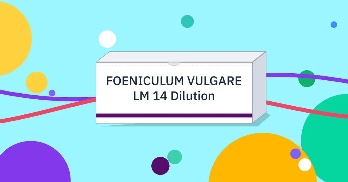 Symbolbild: Packung mit der Aufschrift FOENICULUM VULGARE LM 14 Dilution (PZN 13489741) – Verfügbarkeit und Bezug in Apotheken in Frankfurt am Main