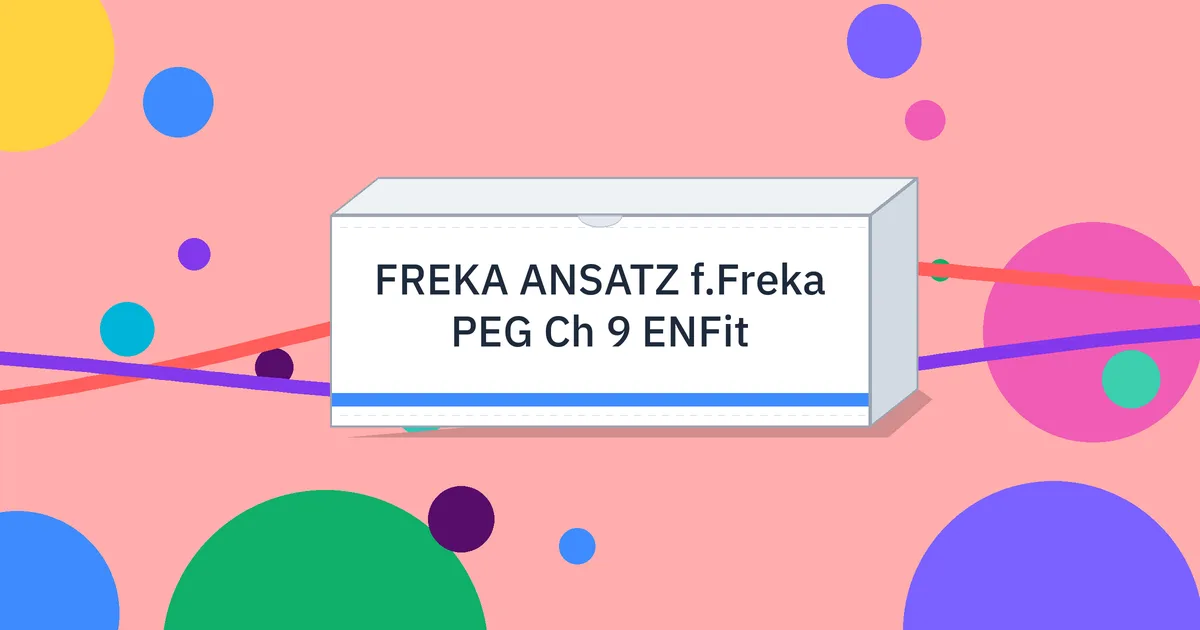 Symbolbild: Packung mit der Aufschrift FREKA ANSATZ f.Freka PEG Ch 9 ENFit (PZN 11345274) – Verfügbarkeit und Bezug in Apotheken in Frankfurt am Main