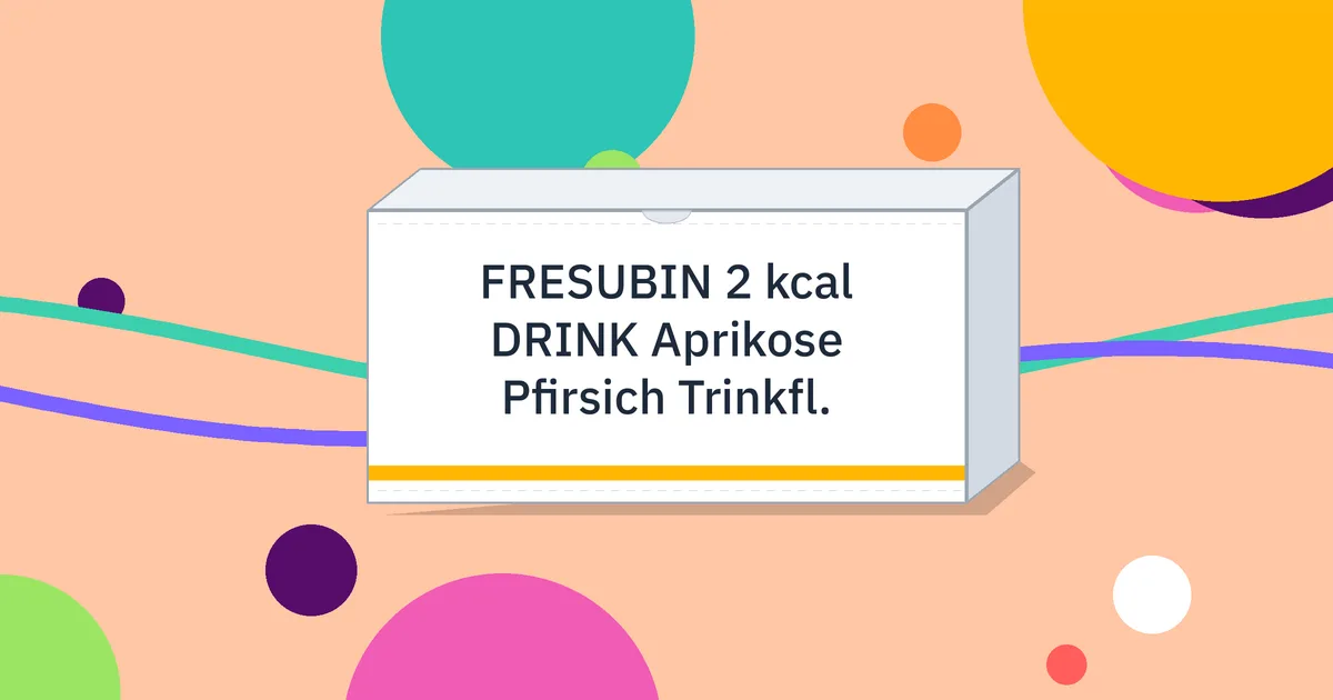 Symbolbild: Packung mit der Aufschrift FRESUBIN 2 kcal DRINK Aprikose Pfirsich Trinkfl. (PZN 19750264) – Verfügbarkeit und Bezug in Apotheken in Frankfurt am Main
