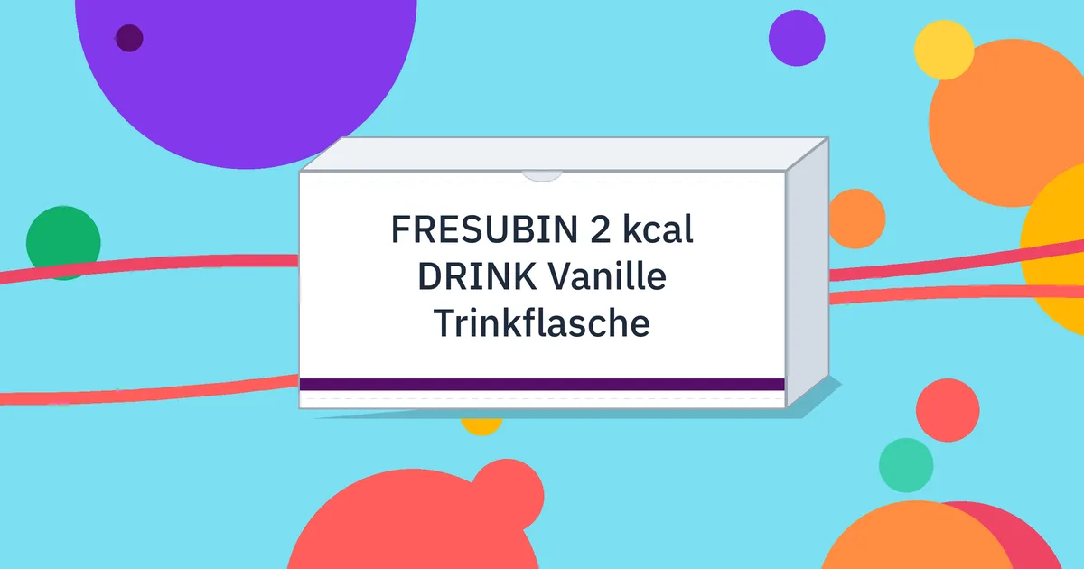 Symbolbild: Packung mit der Aufschrift FRESUBIN 2 kcal DRINK Vanille Trinkflasche (PZN 20191798) – Verfügbarkeit und Bezug in Apotheken in Frankfurt am Main