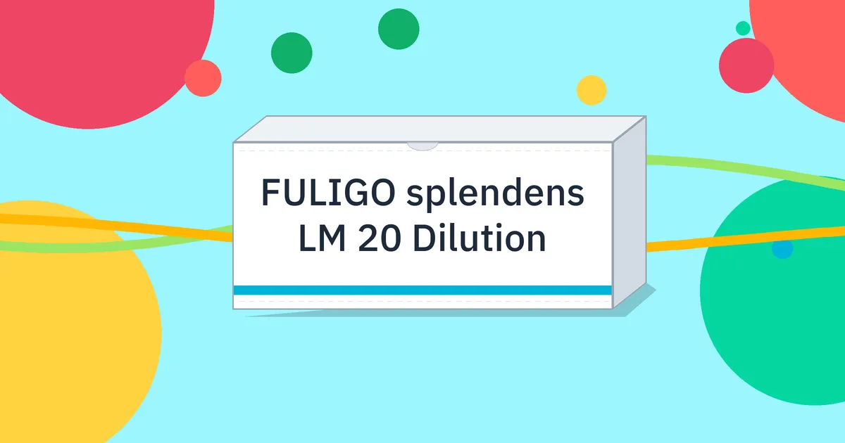 Symbolbild: Packung mit der Aufschrift FULIGO splendens LM 20 Dilution (PZN 13493501) – Verfügbarkeit und Bezug in Apotheken in Frankfurt am Main