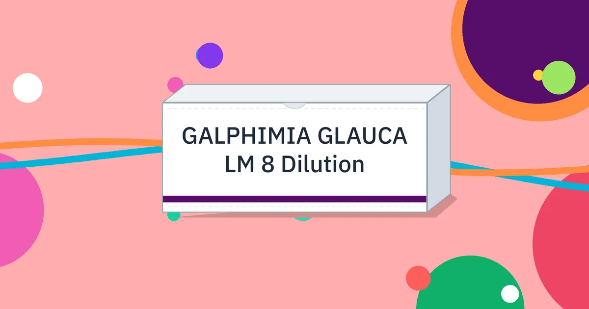 Symbolbild: Packung mit der Aufschrift GALPHIMIA GLAUCA LM 8 Dilution (PZN 12875264) – Verfügbarkeit und Bezug in Apotheken in Frankfurt am Main