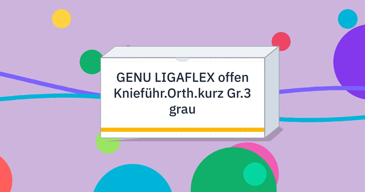 Symbolbild: Packung mit der Aufschrift GENU LIGAFLEX offen Knieführ.Orth.kurz Gr.3 grau (PZN 13980282) – Verfügbarkeit und Bezug in Apotheken in Frankfurt am Main