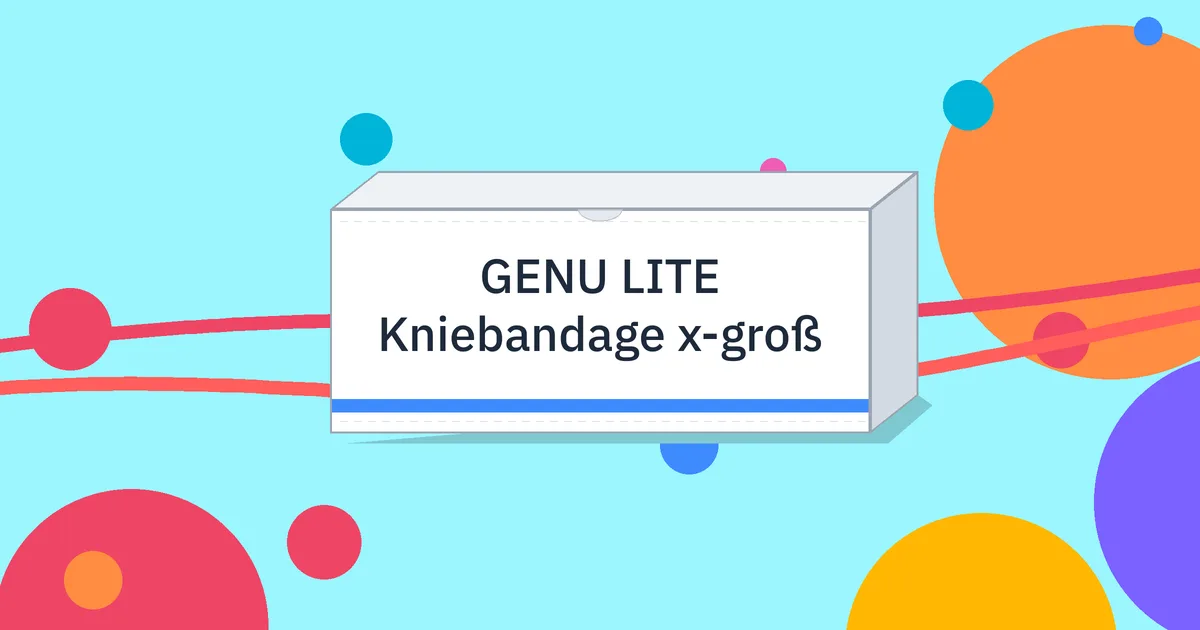 Symbolbild: Packung mit der Aufschrift GENU LITE Kniebandage x-groß (PZN 04496736) – Verfügbarkeit und Bezug in Apotheken in Frankfurt am Main