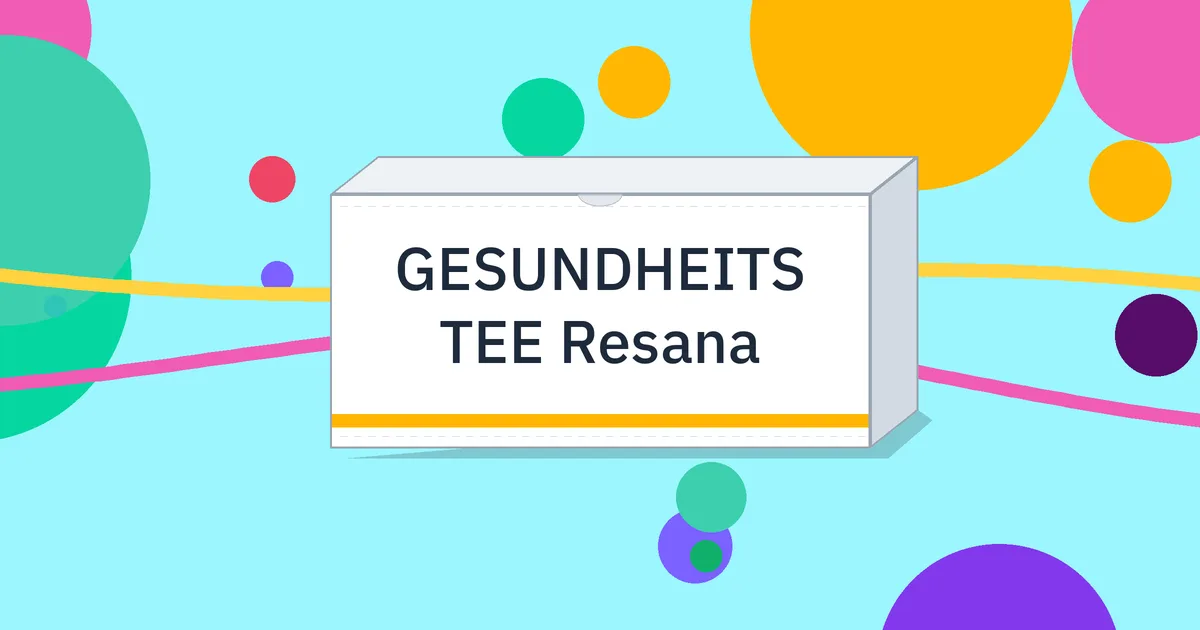Symbolbild: Packung mit der Aufschrift GESUNDHEITS TEE Resana (PZN 02404983) – Verfügbarkeit und Bezug in Apotheken in Frankfurt am Main