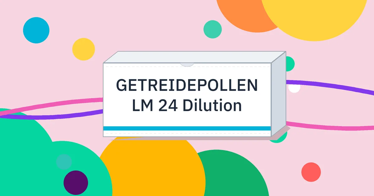 Symbolbild: Packung mit der Aufschrift GETREIDEPOLLEN LM 24 Dilution (PZN 12877754) – Verfügbarkeit und Bezug in Apotheken in Frankfurt am Main