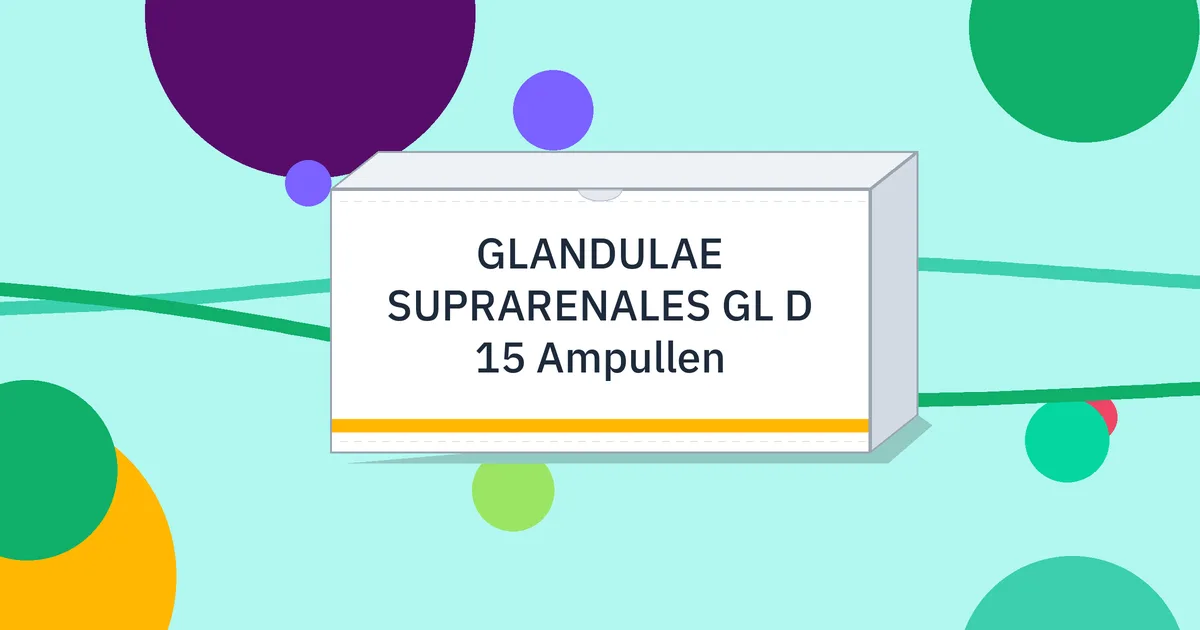 Symbolbild: Packung mit der Aufschrift GLANDULAE SUPRARENALES GL D 15 Ampullen (PZN 02831716) – Verfügbarkeit und Bezug in Apotheken in Frankfurt am Main