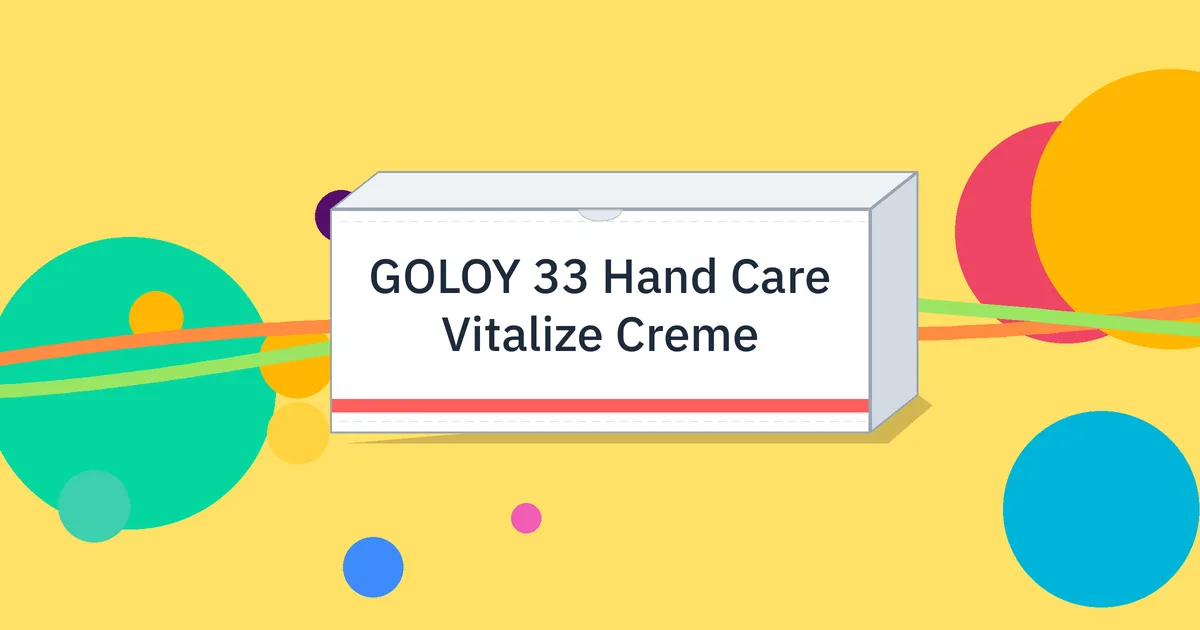 Symbolbild: Packung mit der Aufschrift GOLOY 33 Hand Care Vitalize Creme (PZN 05368472) – Verfügbarkeit und Bezug in Apotheken in Frankfurt am Main