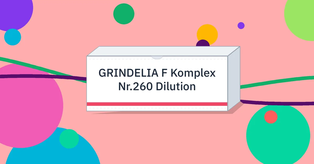 Symbolbild: Packung mit der Aufschrift GRINDELIA F Komplex Nr.260 Dilution (PZN 04484928) – Verfügbarkeit und Bezug in Apotheken in Frankfurt am Main