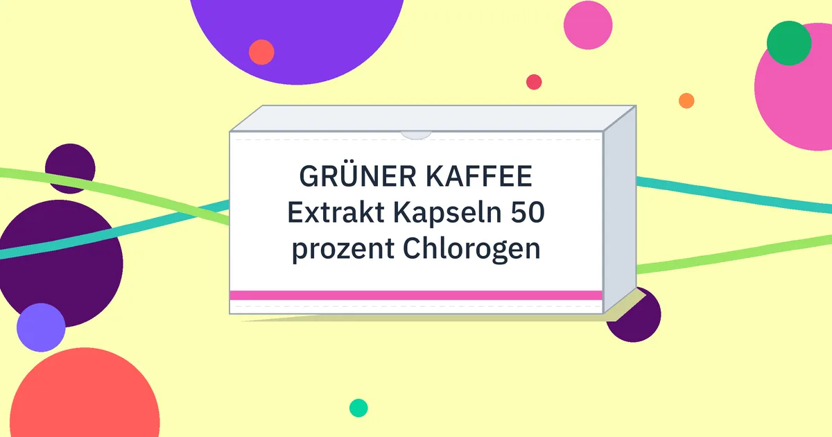 Symbolbild: Packung mit der Aufschrift GRÜNER KAFFEE Extrakt Kapseln 50 prozent Chlorogen (PZN 06998666) – Verfügbarkeit und Bezug in Apotheken in Frankfurt am Main