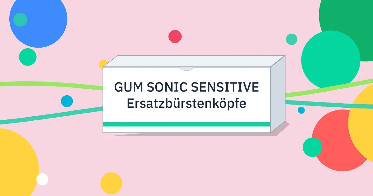 Symbolbild: Packung mit der Aufschrift GUM SONIC SENSITIVE Ersatzbürstenköpfe (PZN 16886359) – Verfügbarkeit und Bezug in Apotheken in Frankfurt am Main