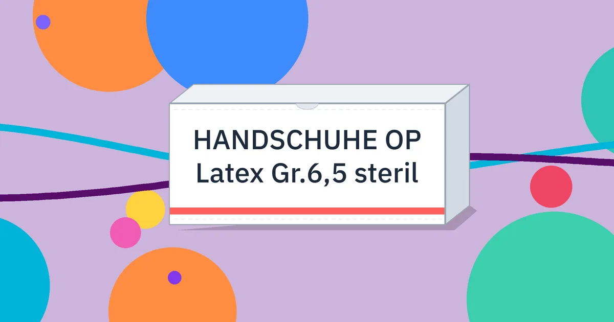 Symbolbild: Packung mit der Aufschrift HANDSCHUHE OP Latex Gr.6,5 steril (PZN 00061579) – Verfügbarkeit und Bezug in Apotheken in Frankfurt am Main