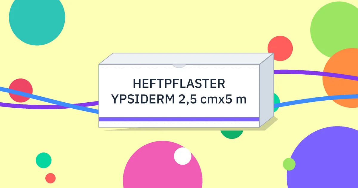Symbolbild: Packung mit der Aufschrift HEFTPFLASTER YPSIDERM 2,5 cmx5 m (PZN 00614417) – Verfügbarkeit und Bezug in Apotheken in Frankfurt am Main