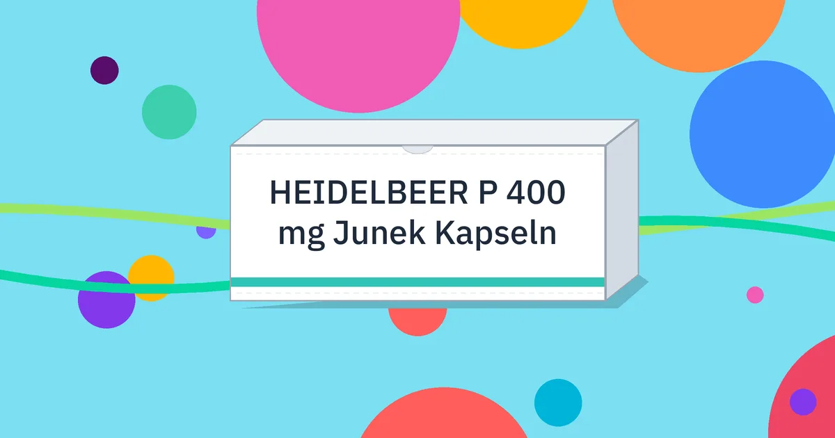 Symbolbild: Packung mit der Aufschrift HEIDELBEER P 400 mg Junek Kapseln (PZN 10336221) – Verfügbarkeit und Bezug in Apotheken in Frankfurt am Main