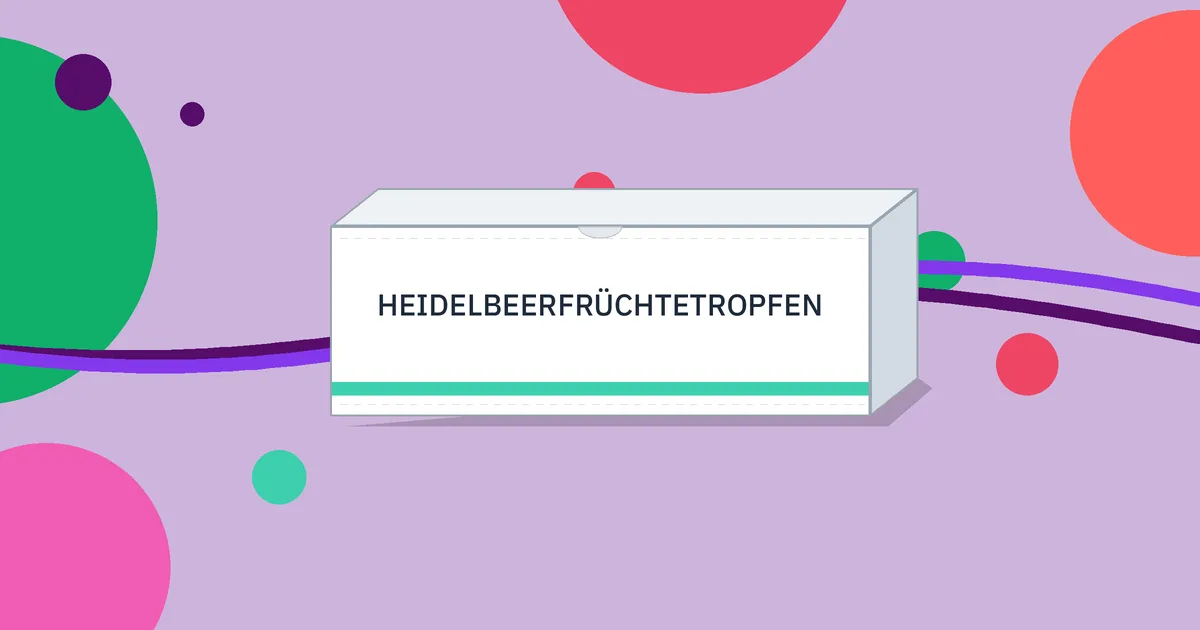 Symbolbild: Packung mit der Aufschrift HEIDELBEERFRÜCHTETROPFEN (PZN 11602127) – Verfügbarkeit und Bezug in Apotheken in Frankfurt am Main