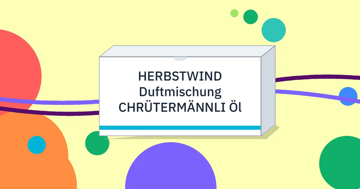 Symbolbild: Packung mit der Aufschrift HERBSTWIND Duftmischung CHRÜTERMÄNNLI Öl (PZN 07197721) – Verfügbarkeit und Bezug in Apotheken in Frankfurt am Main