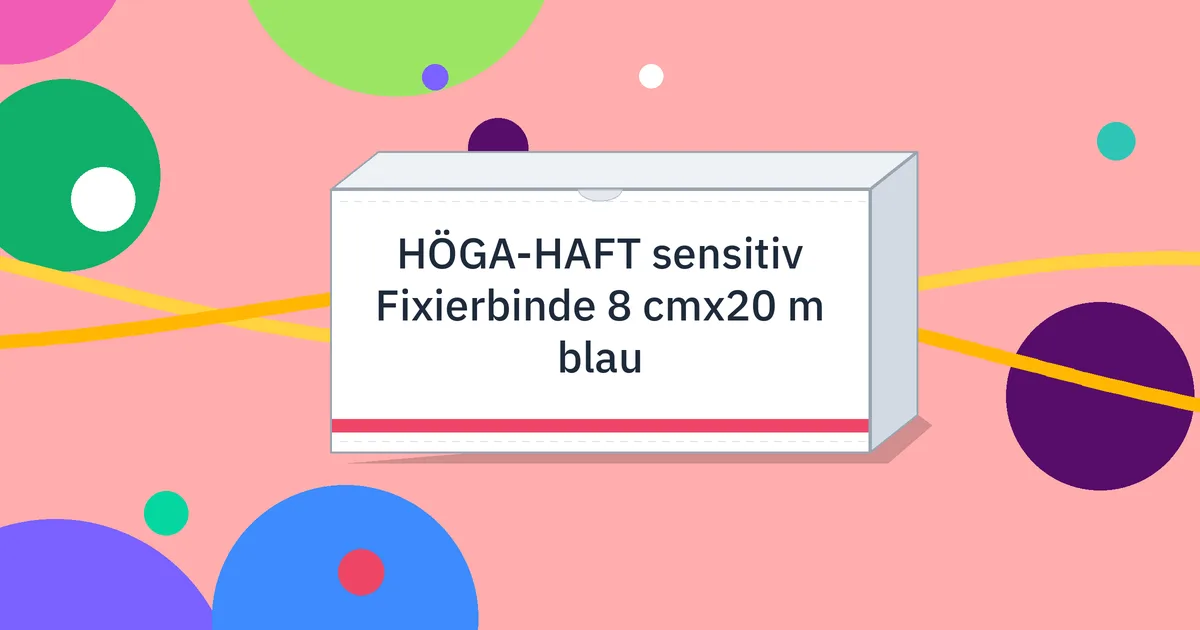 Symbolbild: Packung mit der Aufschrift HÖGA-HAFT sensitiv Fixierbinde 8 cmx20 m blau (PZN 20022239) – Verfügbarkeit und Bezug in Apotheken in Frankfurt am Main