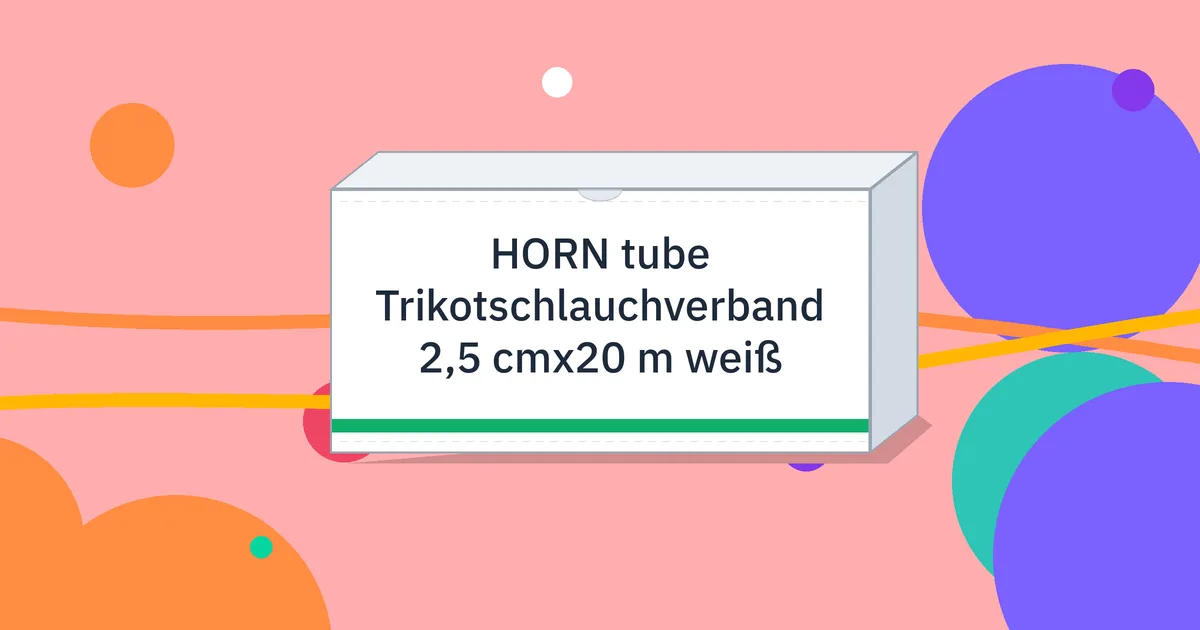 Symbolbild: Packung mit der Aufschrift HORN tube Trikotschlauchverband 2,5 cmx20 m weiß (PZN 04677426) – Verfügbarkeit und Bezug in Apotheken in Frankfurt am Main