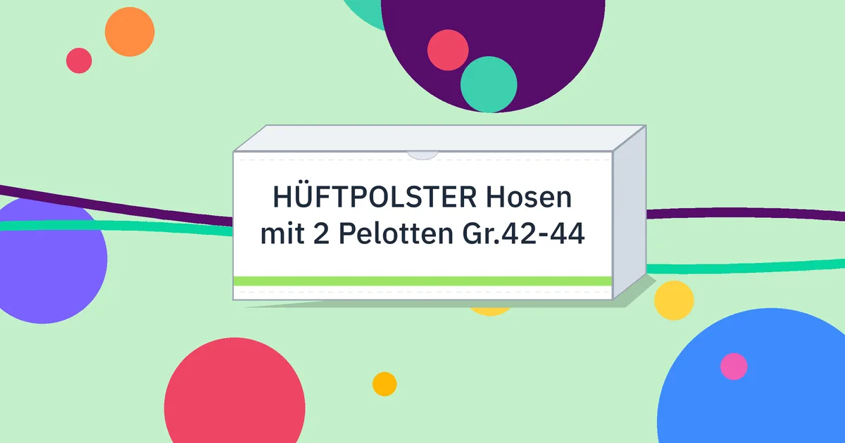 Symbolbild: Packung mit der Aufschrift HÜFTPOLSTER Hosen mit 2 Pelotten Gr.42-44 (PZN 08446267) – Verfügbarkeit und Bezug in Apotheken in Frankfurt am Main