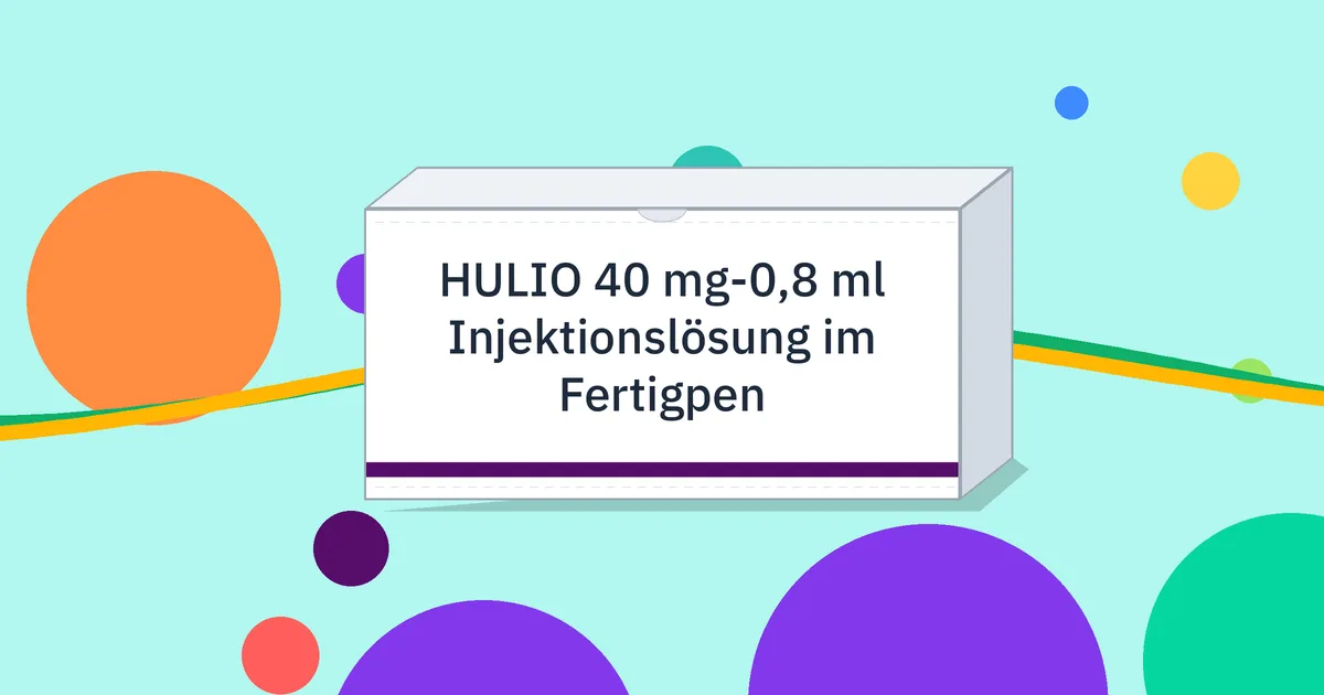 Symbolbild: Packung mit der Aufschrift HULIO 40 mg-0,8 ml Injektionslösung im Fertigpen (PZN 16013878) – Verfügbarkeit und Bezug in Apotheken in Frankfurt am Main