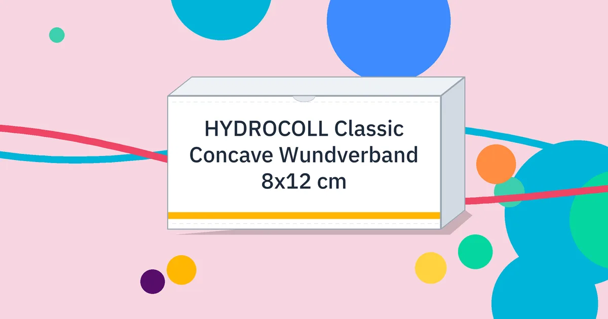 Symbolbild: Packung mit der Aufschrift HYDROCOLL Classic Concave Wundverband 8x12 cm (PZN 20125146) – Verfügbarkeit und Bezug in Apotheken in Frankfurt am Main