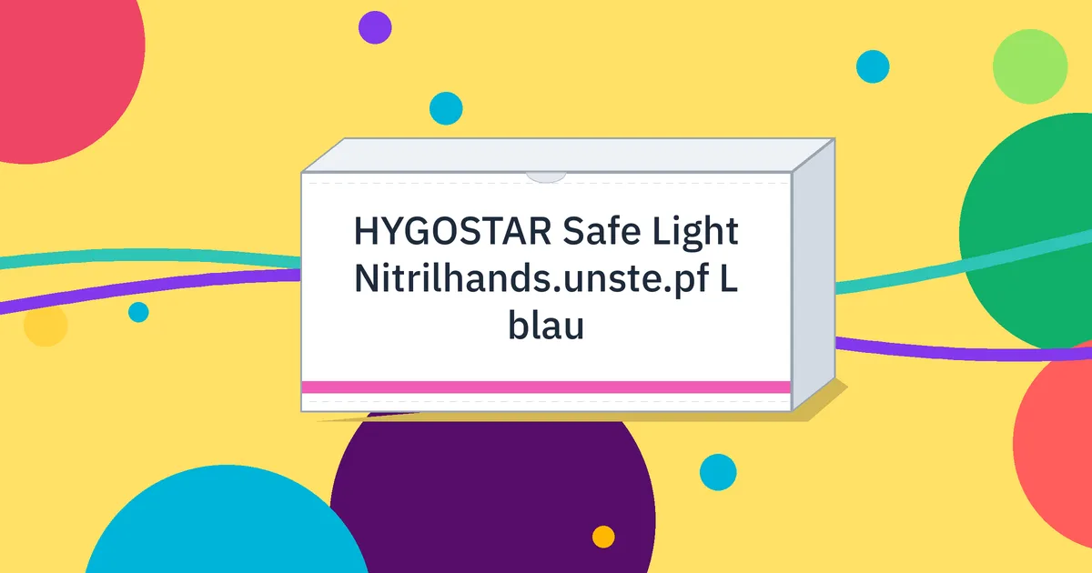 Symbolbild: Packung mit der Aufschrift HYGOSTAR Safe Light Nitrilhands.unste.pf L blau (PZN 17160914) – Verfügbarkeit und Bezug in Apotheken in Frankfurt am Main