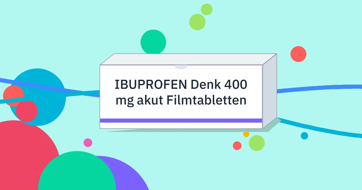Symbolbild: Packung mit der Aufschrift IBUPROFEN Denk 400 mg akut Filmtabletten (PZN 16703494) – Verfügbarkeit und Bezug in Apotheken in Frankfurt am Main