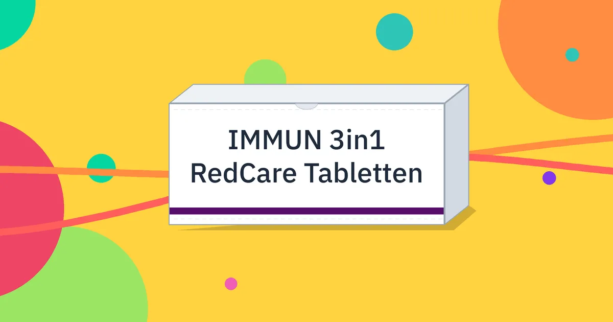 Symbolbild: Packung mit der Aufschrift IMMUN 3in1 RedCare Tabletten (PZN 17617791) – Verfügbarkeit und Bezug in Apotheken in Frankfurt am Main
