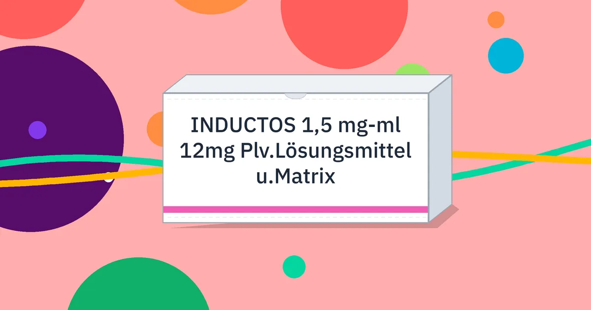 Symbolbild: Packung mit der Aufschrift INDUCTOS 1,5 mg-ml 12mg Plv.Lösungsmittel u.Matrix (PZN 11069609) – Verfügbarkeit und Bezug in Apotheken in Frankfurt am Main
