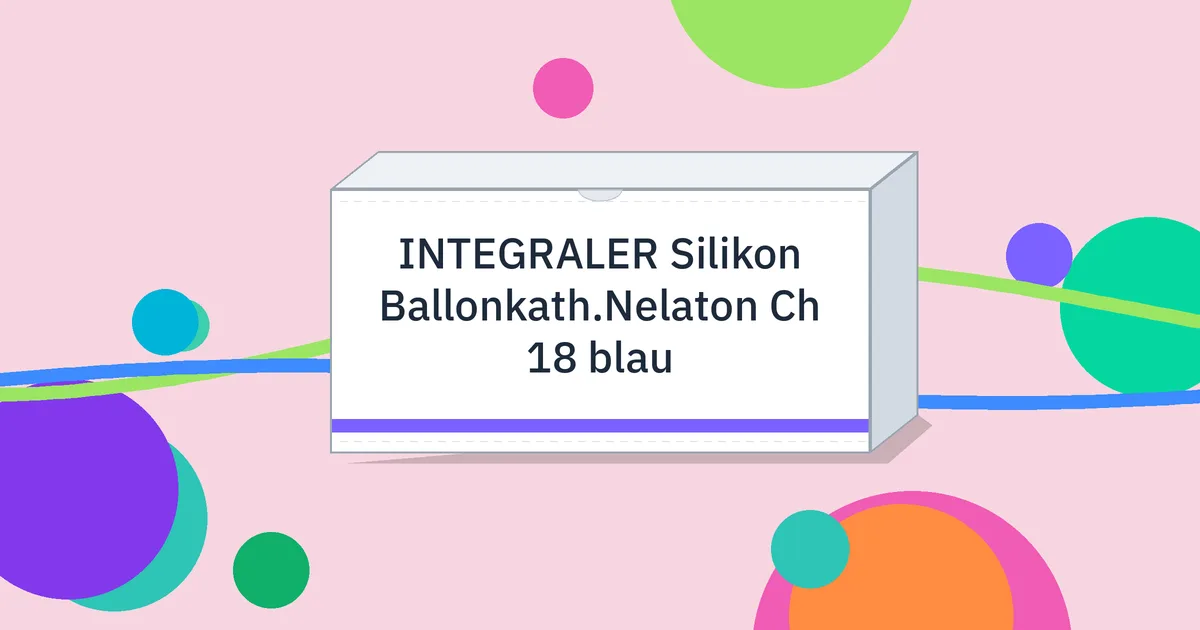 Symbolbild: Packung mit der Aufschrift INTEGRALER Silikon Ballonkath.Nelaton Ch 18 blau (PZN 16824938) – Verfügbarkeit und Bezug in Apotheken in Frankfurt am Main