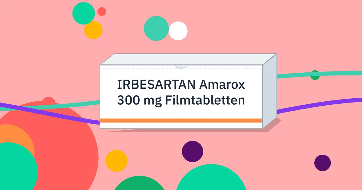 Symbolbild: Packung mit der Aufschrift IRBESARTAN Amarox 300 mg Filmtabletten (PZN 18660412) – Verfügbarkeit und Bezug in Apotheken in Frankfurt am Main