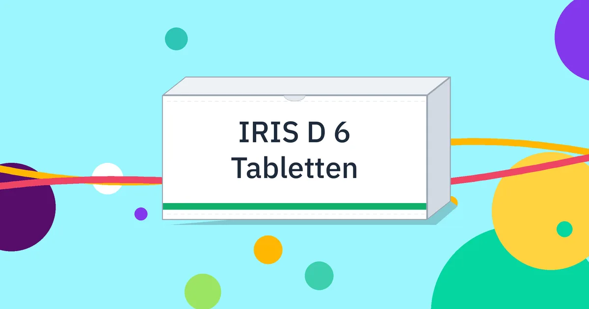 Symbolbild: Packung mit der Aufschrift IRIS D 6 Tabletten (PZN 02102704) – Verfügbarkeit und Bezug in Apotheken in Frankfurt am Main