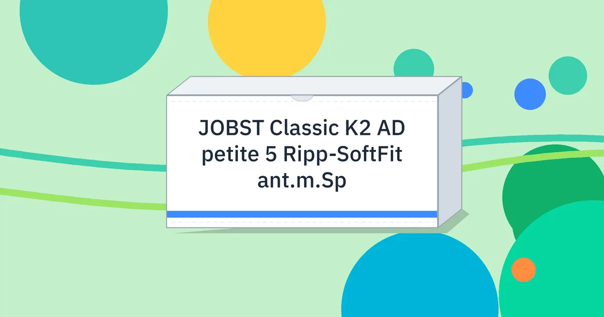 Symbolbild: Packung mit der Aufschrift JOBST Classic K2 AD petite 5 Ripp-SoftFit ant.m.Sp (PZN 14222968) – Verfügbarkeit und Bezug in Apotheken in Frankfurt am Main