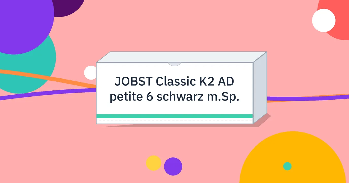 Symbolbild: Packung mit der Aufschrift JOBST Classic K2 AD petite 6 schwarz m.Sp. (PZN 11269716) – Verfügbarkeit und Bezug in Apotheken in Frankfurt am Main