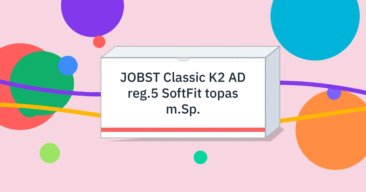 Symbolbild: Packung mit der Aufschrift JOBST Classic K2 AD reg.5 SoftFit topas m.Sp. (PZN 14222052) – Verfügbarkeit und Bezug in Apotheken in Frankfurt am Main