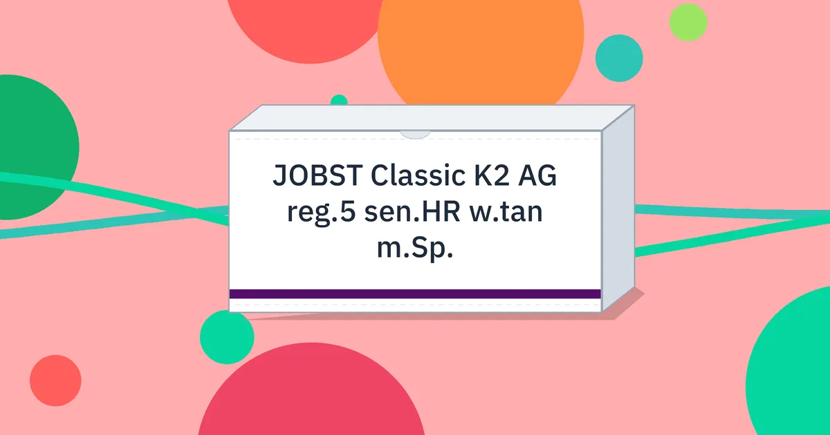 Symbolbild: Packung mit der Aufschrift JOBST Classic K2 AG reg.5 sen.HR w.tan m.Sp. (PZN 17960891) – Verfügbarkeit und Bezug in Apotheken in Frankfurt am Main