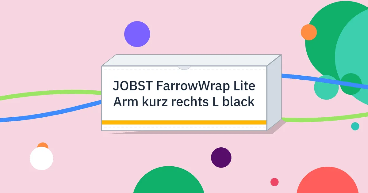 Symbolbild: Packung mit der Aufschrift JOBST FarrowWrap Lite Arm kurz rechts L black (PZN 13870292) – Verfügbarkeit und Bezug in Apotheken in Frankfurt am Main