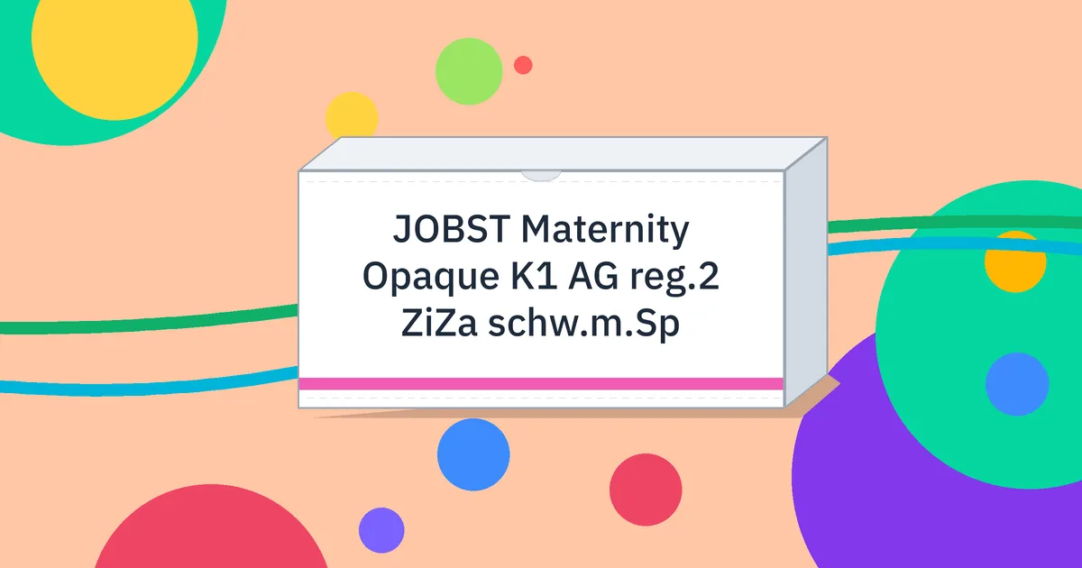 Symbolbild: Packung mit der Aufschrift JOBST Maternity Opaque K1 AG reg.2 ZiZa schw.m.Sp (PZN 15852306) – Verfügbarkeit und Bezug in Apotheken in Frankfurt am Main