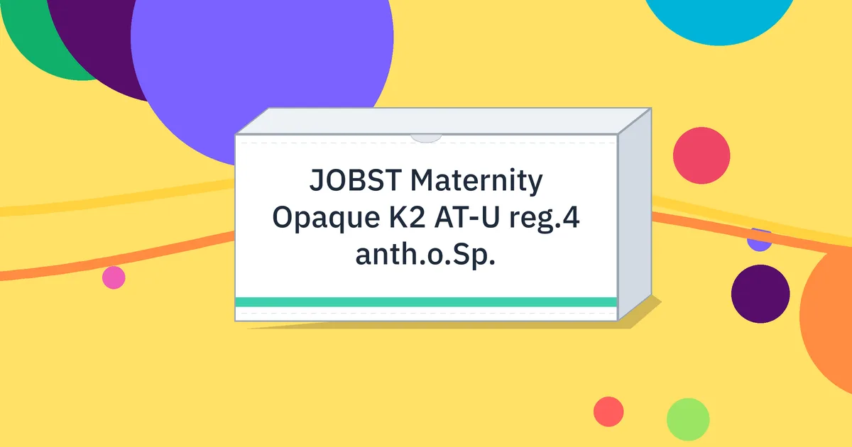 Symbolbild: Packung mit der Aufschrift JOBST Maternity Opaque K2 AT-U reg.4 anth.o.Sp. (PZN 15856505) – Verfügbarkeit und Bezug in Apotheken in Frankfurt am Main