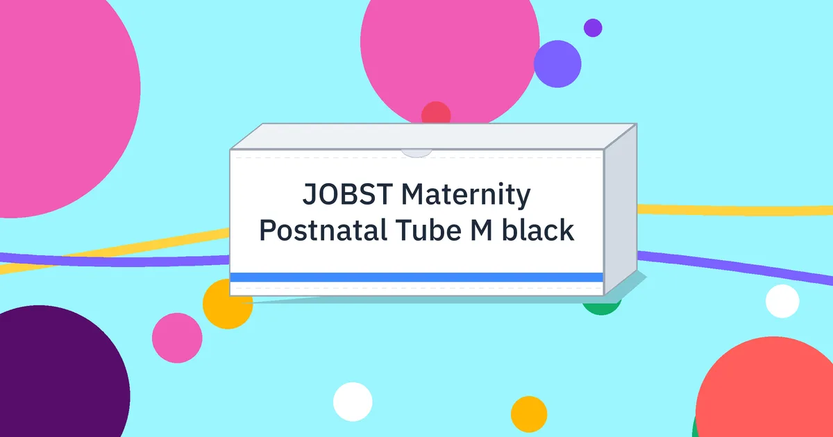 Symbolbild: Packung mit der Aufschrift JOBST Maternity Postnatal Tube M black (PZN 18311427) – Verfügbarkeit und Bezug in Apotheken in Frankfurt am Main