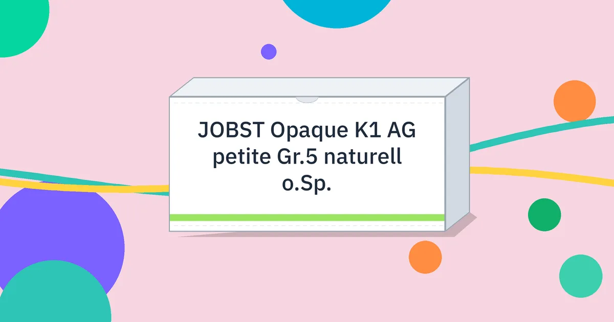 Symbolbild: Packung mit der Aufschrift JOBST Opaque K1 AG petite Gr.5 naturell o.Sp. (PZN 13088746) – Verfügbarkeit und Bezug in Apotheken in Frankfurt am Main