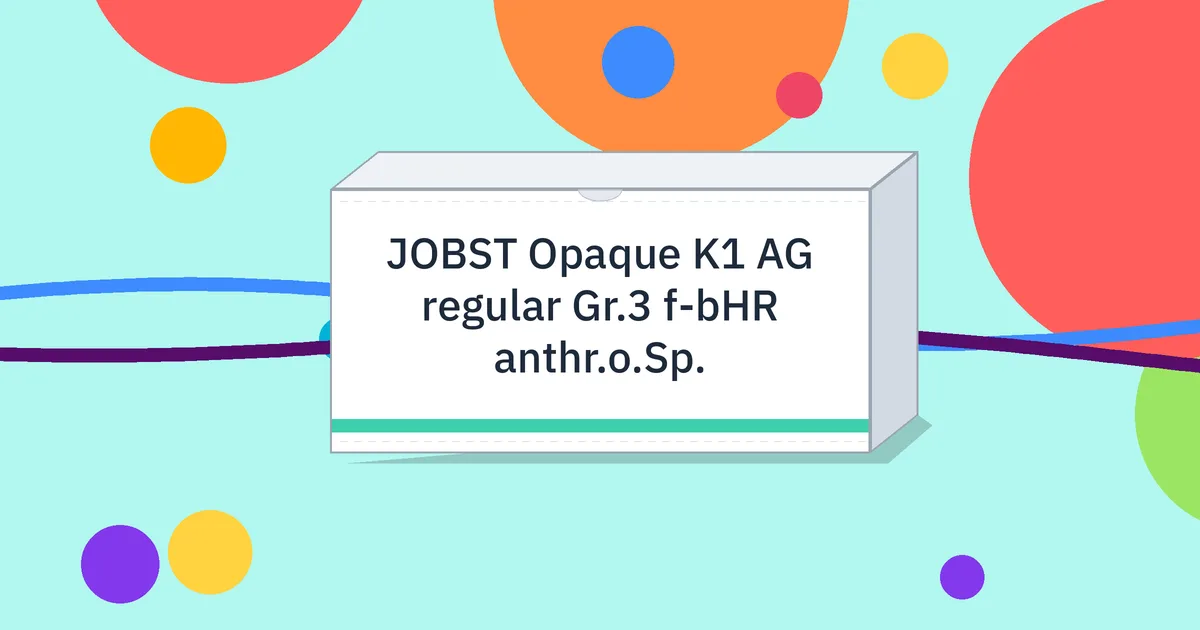 Symbolbild: Packung mit der Aufschrift JOBST Opaque K1 AG regular Gr.3 f-bHR anthr.o.Sp. (PZN 16267797) – Verfügbarkeit und Bezug in Apotheken in Frankfurt am Main