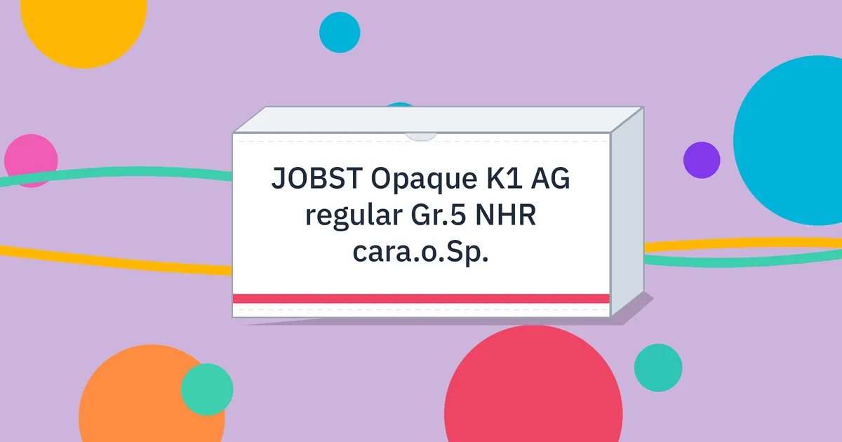 Symbolbild: Packung mit der Aufschrift JOBST Opaque K1 AG regular Gr.5 NHR cara.o.Sp. (PZN 13095143) – Verfügbarkeit und Bezug in Apotheken in Frankfurt am Main
