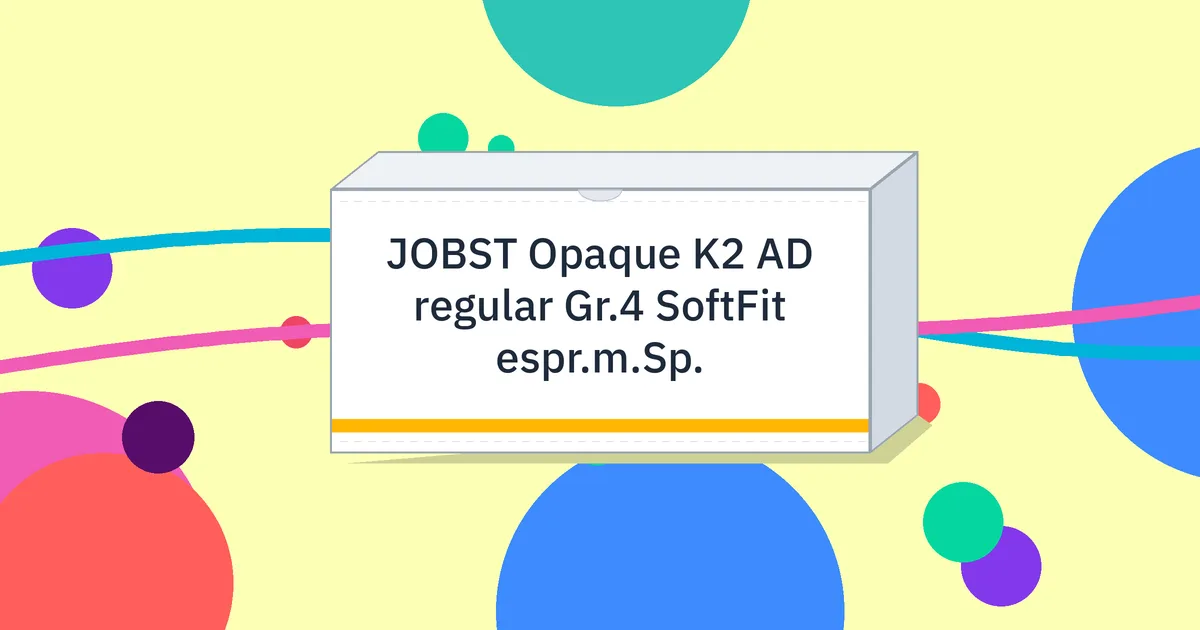 Symbolbild: Packung mit der Aufschrift JOBST Opaque K2 AD regular Gr.4 SoftFit espr.m.Sp. (PZN 16278281) – Verfügbarkeit und Bezug in Apotheken in Frankfurt am Main