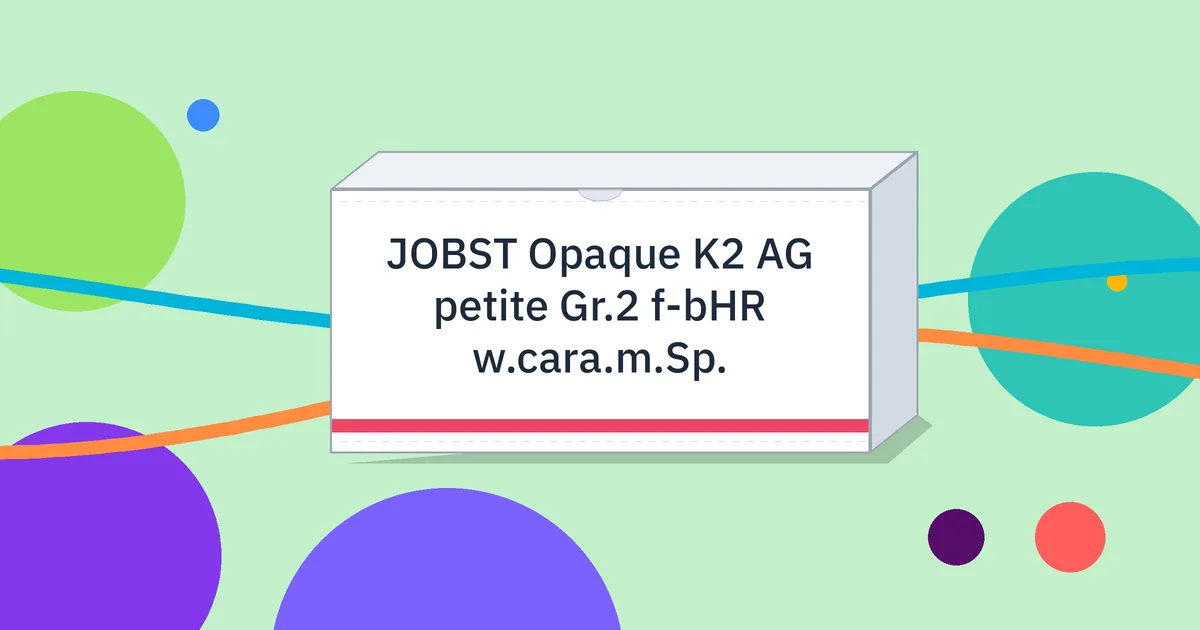 Symbolbild: Packung mit der Aufschrift JOBST Opaque K2 AG petite Gr.2 f-bHR w.cara.m.Sp. (PZN 11255393) – Verfügbarkeit und Bezug in Apotheken in Frankfurt am Main