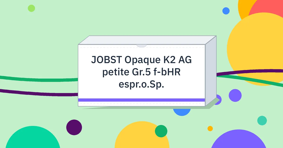 Symbolbild: Packung mit der Aufschrift JOBST Opaque K2 AG petite Gr.5 f-bHR espr.o.Sp. (PZN 16285341) – Verfügbarkeit und Bezug in Apotheken in Frankfurt am Main