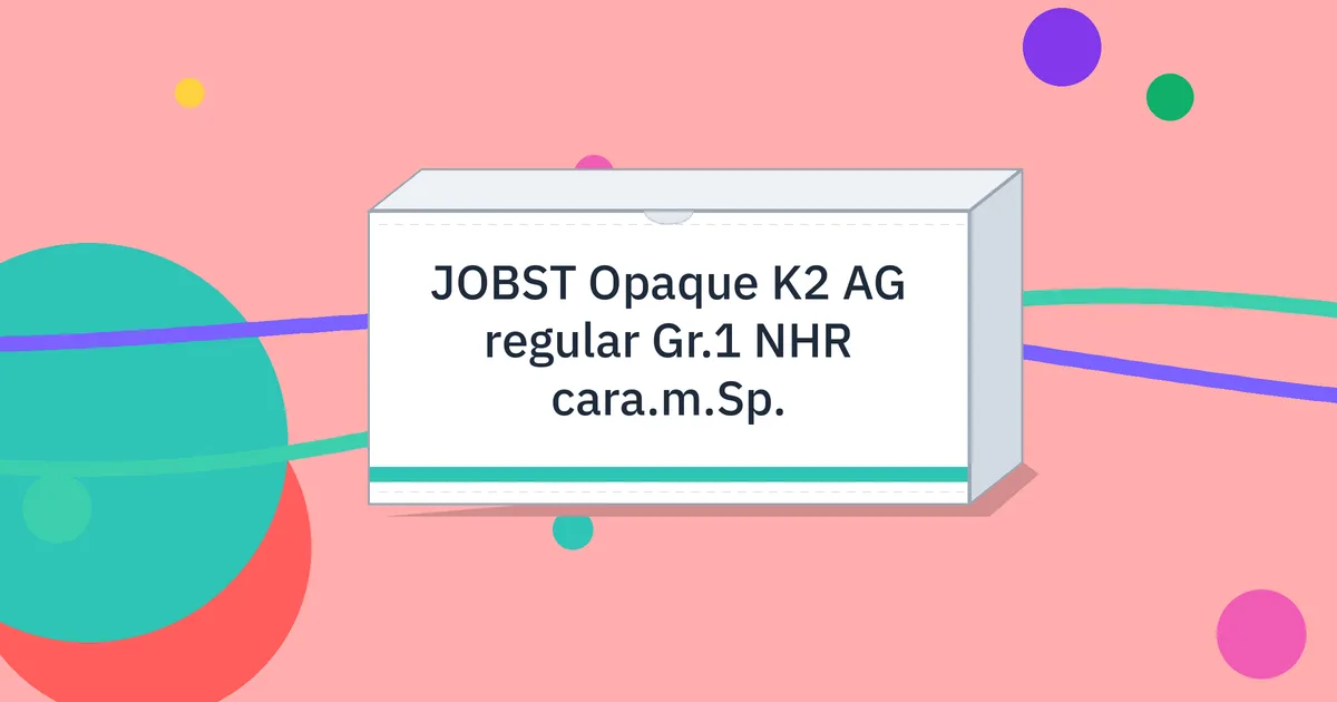 Symbolbild: Packung mit der Aufschrift JOBST Opaque K2 AG regular Gr.1 NHR cara.m.Sp. (PZN 11252673) – Verfügbarkeit und Bezug in Apotheken in Frankfurt am Main