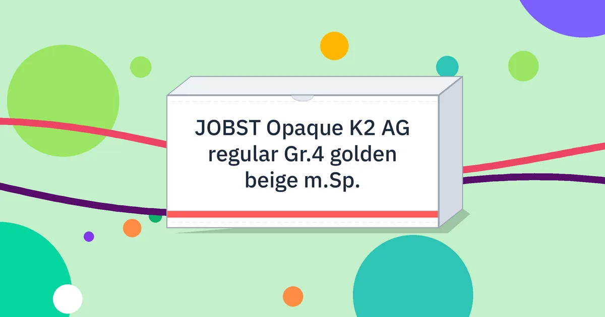 Symbolbild: Packung mit der Aufschrift JOBST Opaque K2 AG regular Gr.4 golden beige m.Sp. (PZN 16280295) – Verfügbarkeit und Bezug in Apotheken in Frankfurt am Main