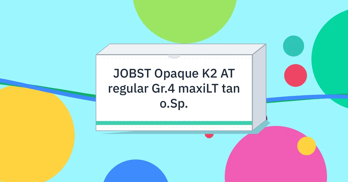 Symbolbild: Packung mit der Aufschrift JOBST Opaque K2 AT regular Gr.4 maxiLT tan o.Sp. (PZN 16289706) – Verfügbarkeit und Bezug in Apotheken in Frankfurt am Main